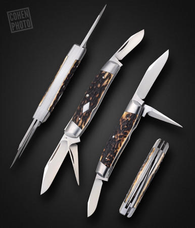 Ploppert, Tom, DE Cattle Knife with Premium Antiques Sambar Stag and SS ...