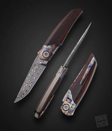 THORN TRS with Damasteel Odins Eye Damascus, Vintage Micarta, Titanium ...