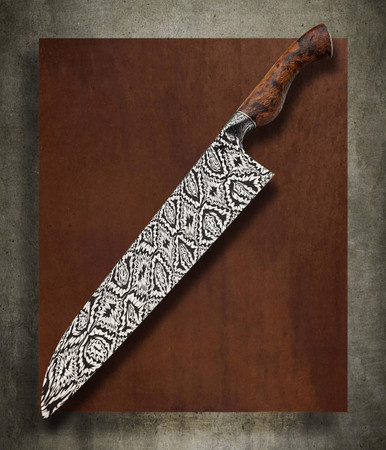 Brigham, William, Very Large, Star-Laurel Pattern Mosaic Chef Knife ...
