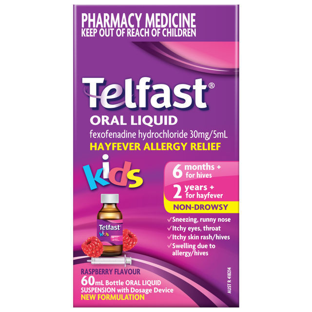 Shop Kids Hayfever Allergy Relief Oral Liquid - Raspberry 60ml by Telfast