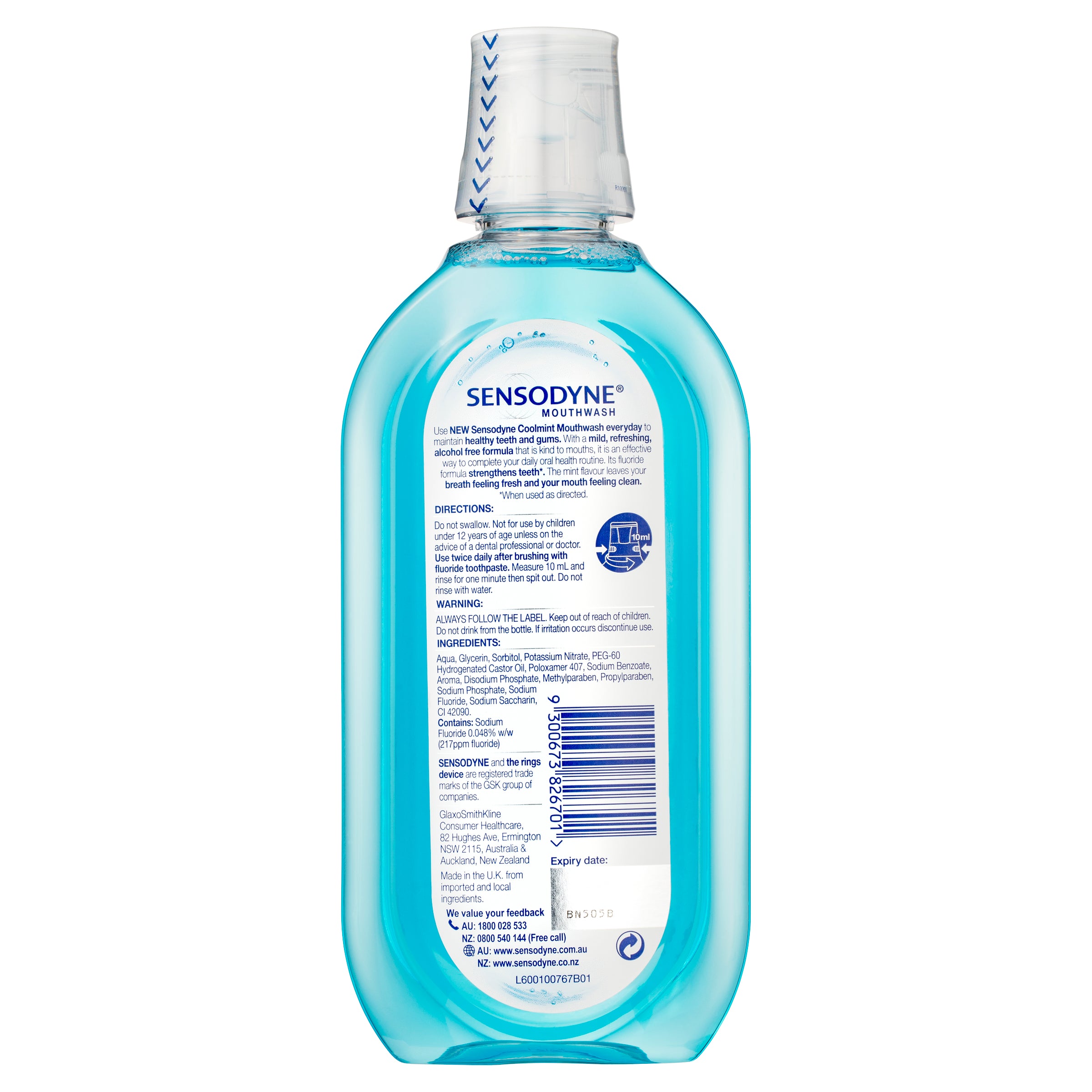 Shop Sensodyne Cool Mint Gentle Mouthwash 500ml