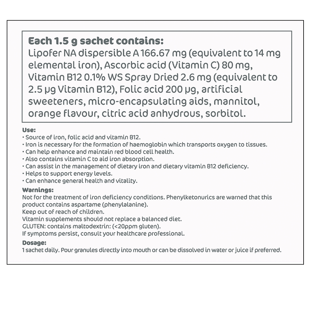 Order Today Ferro Sachets Liposomal Iron Granules Zesty Citrus Flavour ...