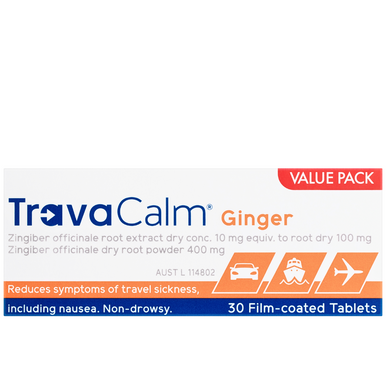 Buy Now Travacalm Travel Sickness Ginger 30 Tablets Value Pack