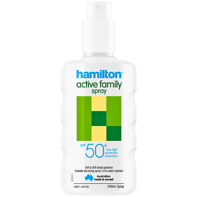 Order Now Hamilton Sunscreen Active Family Spray SPF 50+ Dry Touch ...