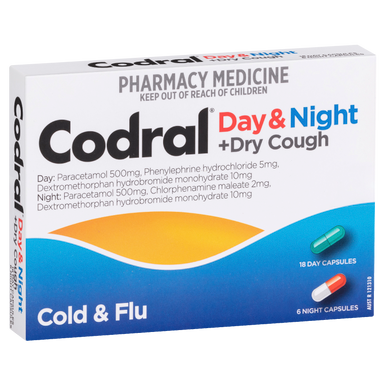 Shop Coldral Cold & Flu Plus Cough 24 Capsules