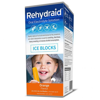 Shop Oral Electrolyte Ice Blocks 16 Pack - Orange by Rehydraid