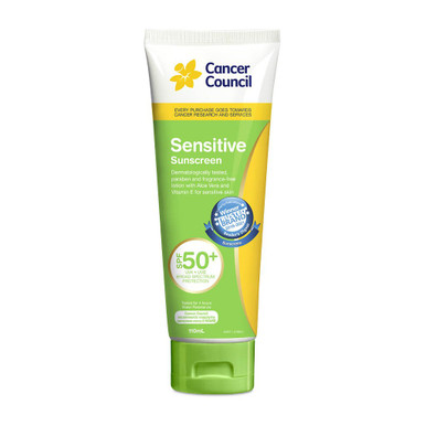 Shop Sensitive Sunscreen SPF50+ 110ml by Cancer Council