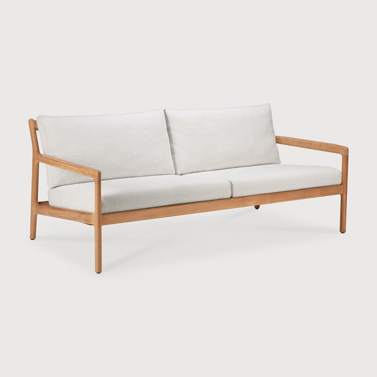 Ethnicraft Teak Jack Outdoor 2 Seat Sofa Off White