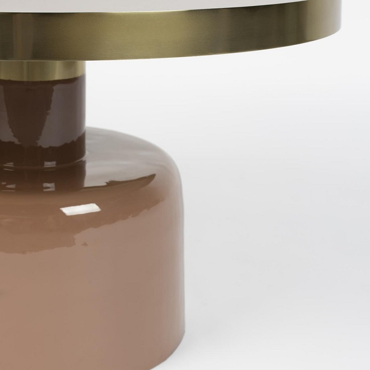 Pink High Gloss & Gold Round Coffee Table - Glam