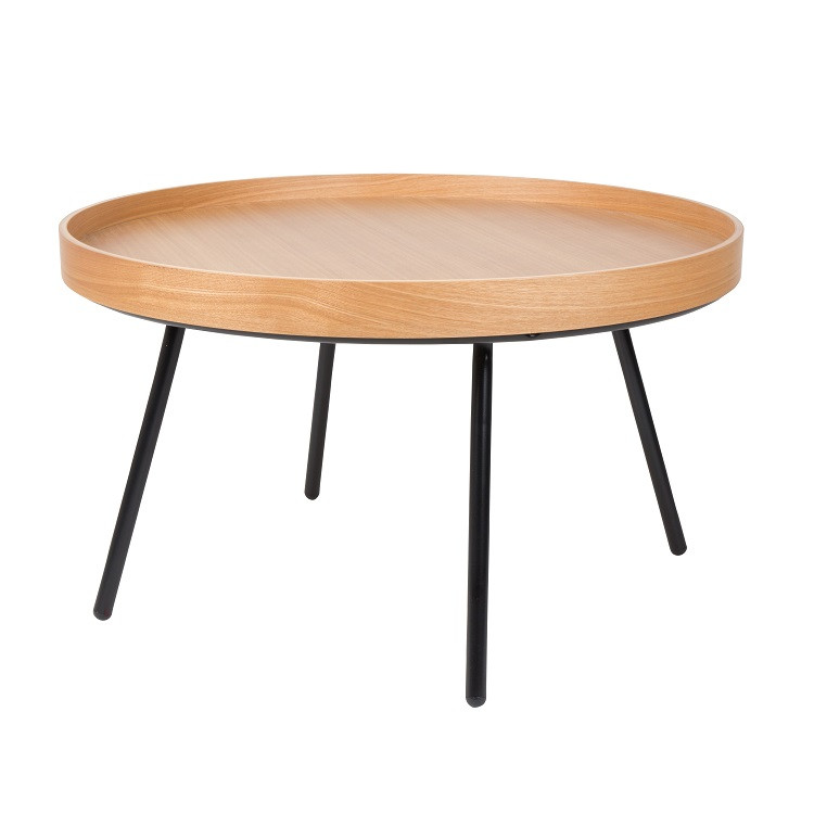 Round Oak Coffee Table - Tray