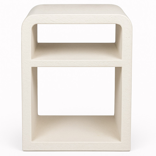 Cream White Recycled Marble Side Table - Veda
