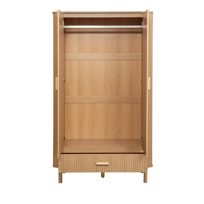 2 Door 1 Drawer Fluted Wardrobe Oak, Natural – Fluted Oak, J