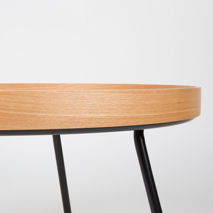 Round Oak Coffee Table - Tray