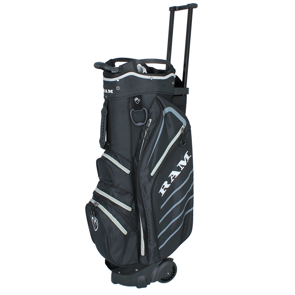 Ram Golf Cart Bag with Built In Wheels / Handle, 14 Way Divider ...