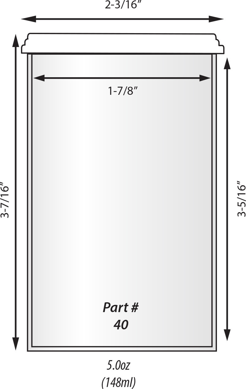 40 Dram Clear Plastic Vial (5 oz.) 55-40 | Thornton Plastics