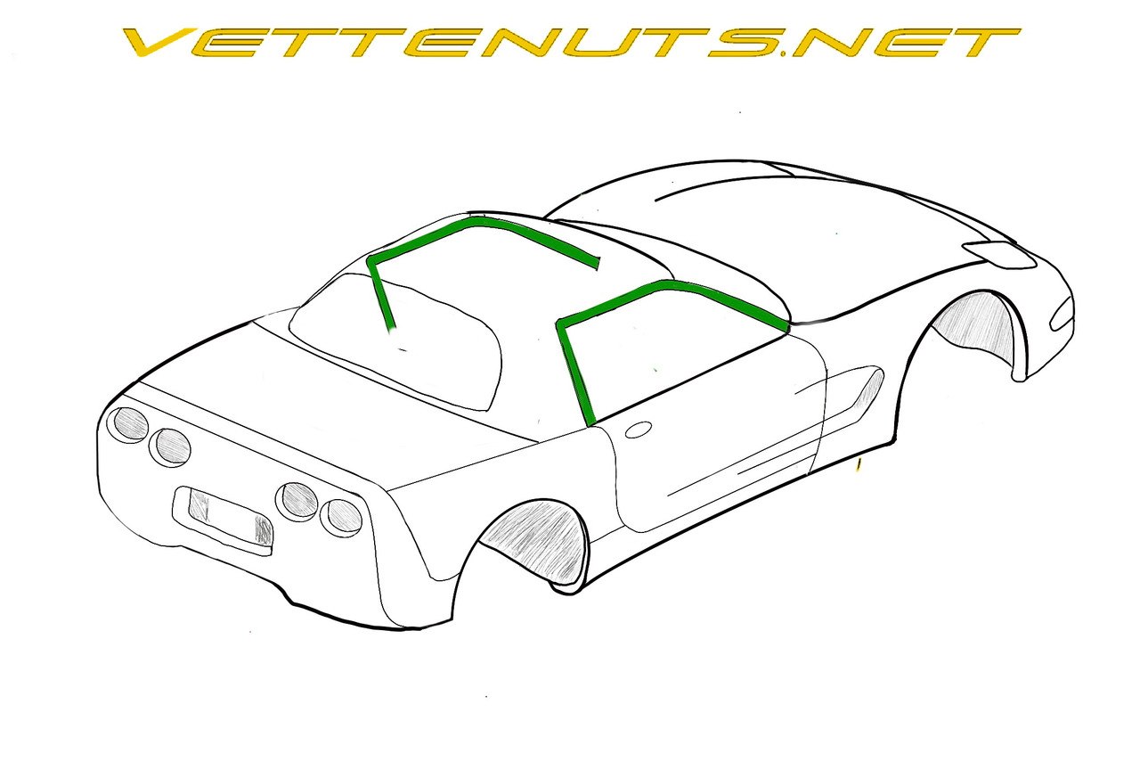 1999-04 C5 Corvette Z06/FRC Roof Rail Weatherstripping 10333467