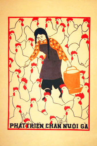VIETNAMESE PROPAGANDA PRINT 04 DEVELOPING CHICKENS - Gosh! Comics