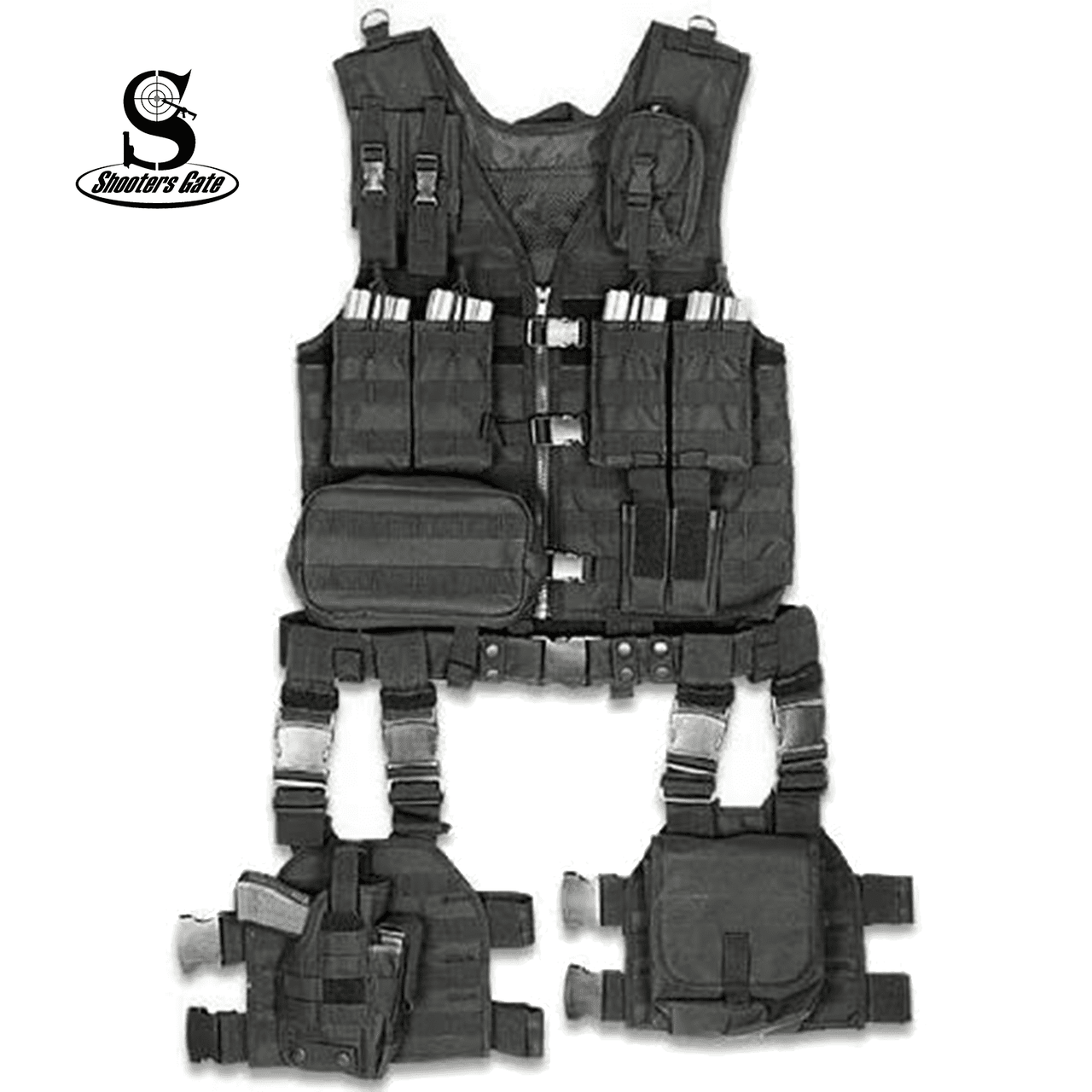 Shooters Gate Tactical MOLLE 10-Piece Ambidextrous Modular Web Vest ...
