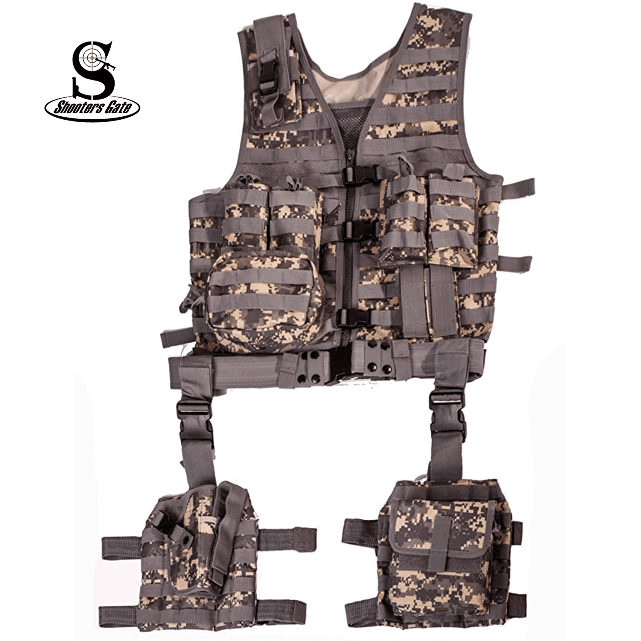 Shooters Gate Tactical MOLLE 10-Piece Ambidextrous Modular Web Vest ...