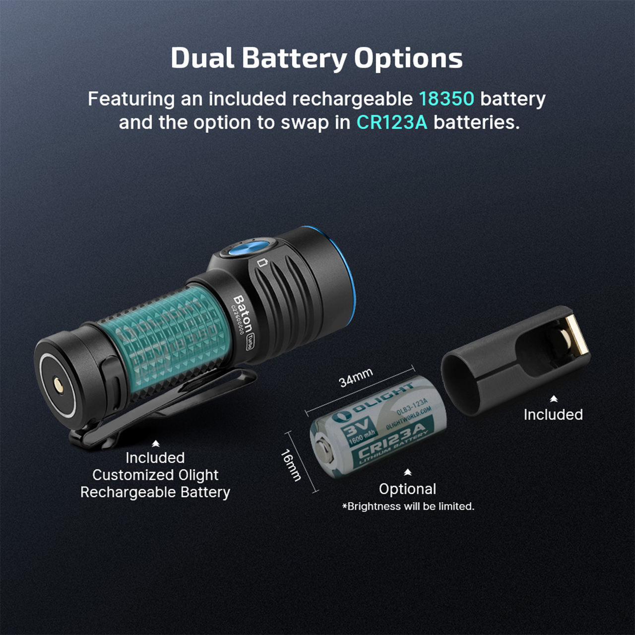 Olight Baton Turbo - Compact EDC Flashlight with 510m Long-Range Beam