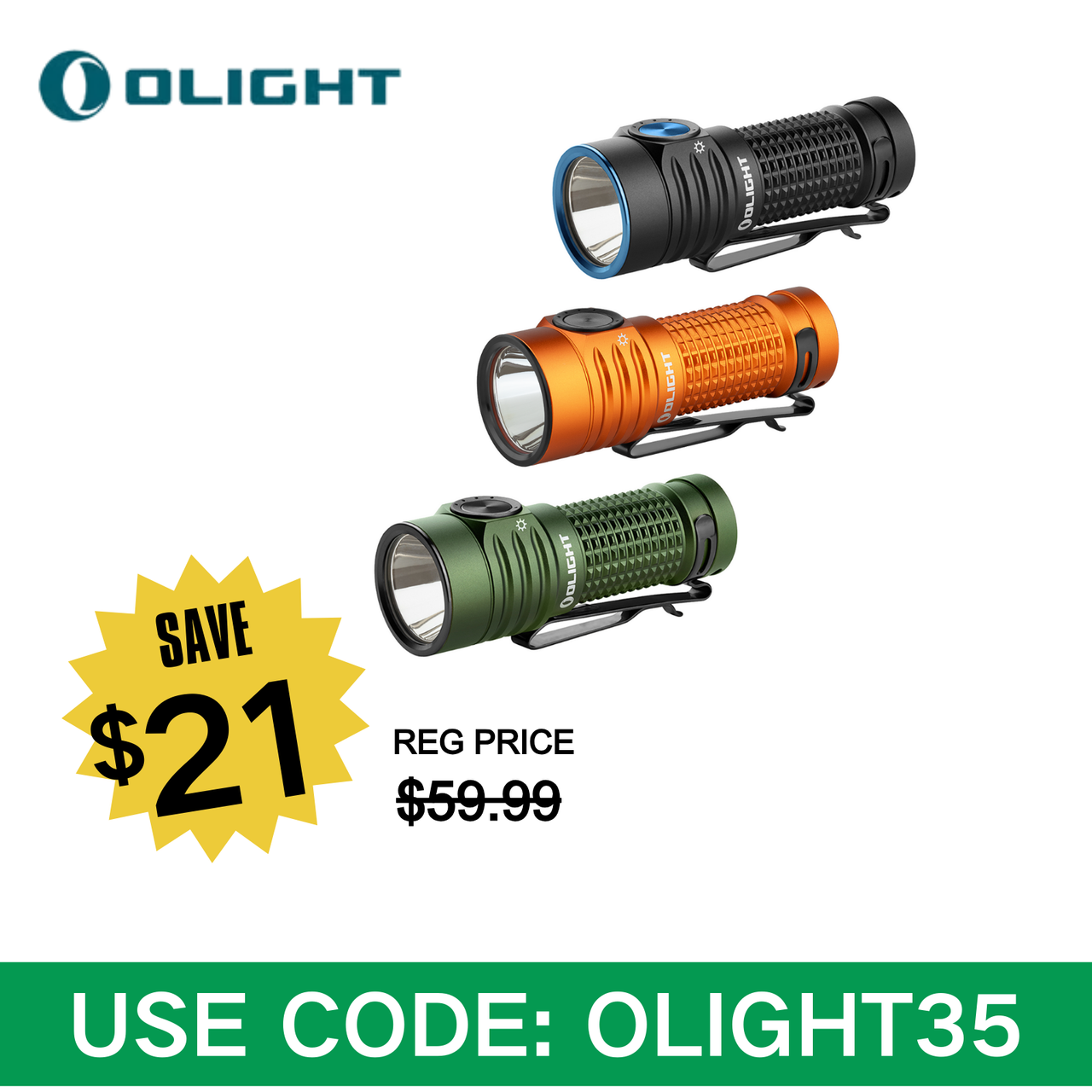 Olight Baton Turbo - Compact EDC Flashlight with 510m Long-Range Beam