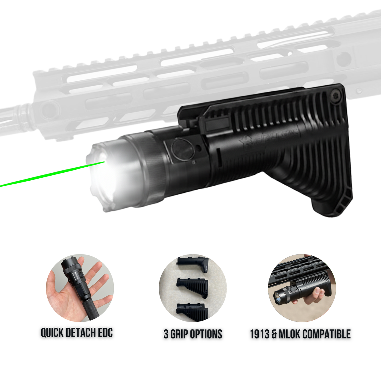 ShootersGate Triangle Grip Green Laser and Tactical Flashlight ...