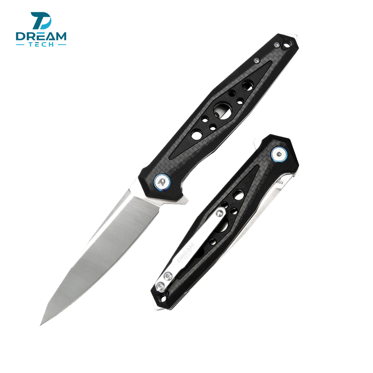 DREAMTECH Knife Folding Pocket Knife Carbon Fiber Handle D2 Knife ...