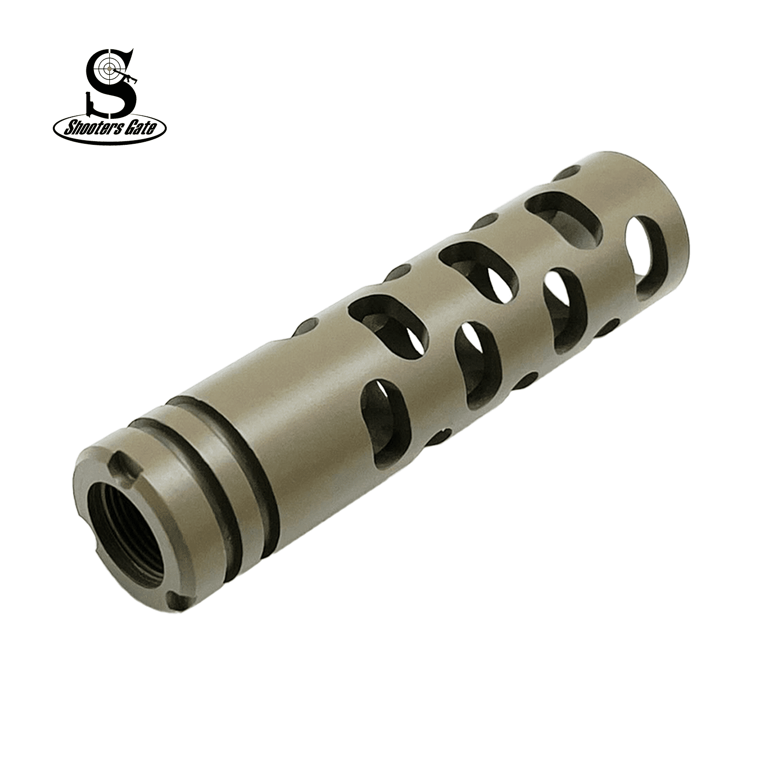AK-47 14mm x 1mm LH Ported Muzzle Brake FDE - Shooters Gate