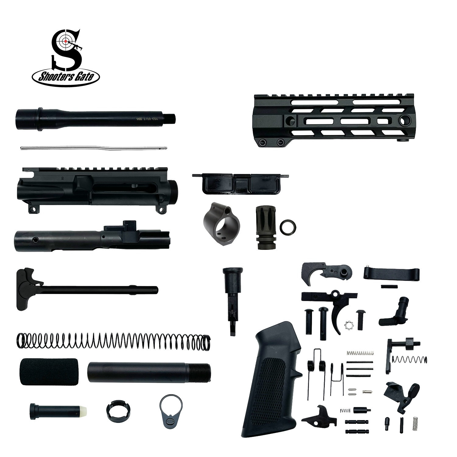 AR-15 9 mm 7.5″ Pistol Upper Complete Build Kits (Unassembled Black ...
