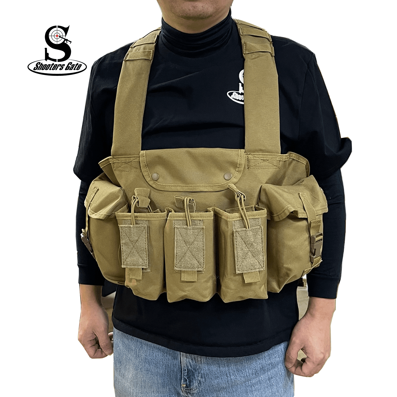 Shooters Gate 6 Pocket Chest Rig – FDE Tan