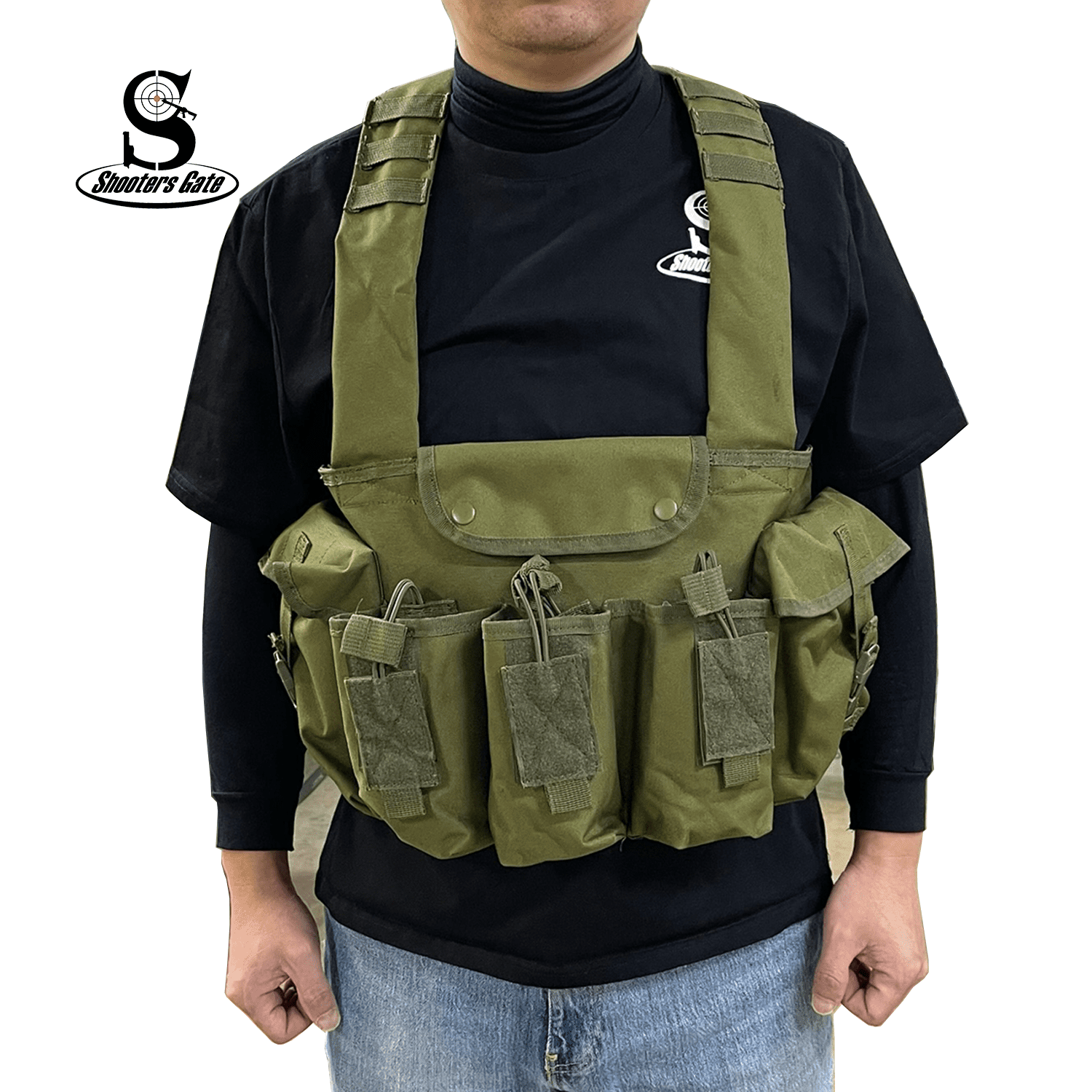 Shooters Gate 6 Pocket Chest Rig – OD Green - Shooters Gate