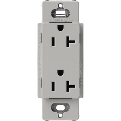 SCR-20-PB Lutron Claro 20 Amp Duplex Outlet, Pebble