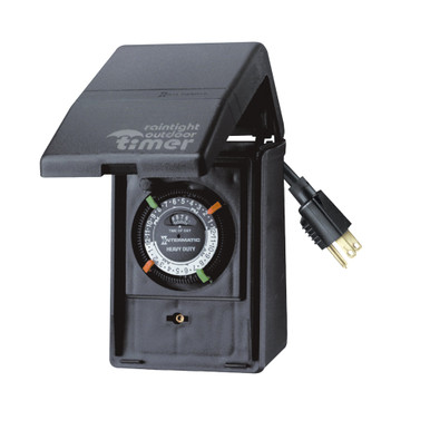 P1121 Outdoor Mechanical Plug-In Timer with Built-In Enclosure.