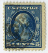 378 - 1911 5c Washington, blue, single line watermark, perf 12 - Mystic ...