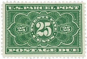 Q9 - 1913 25c Parcel Post Stamp - Manufacturing - Mystic Stamp Company