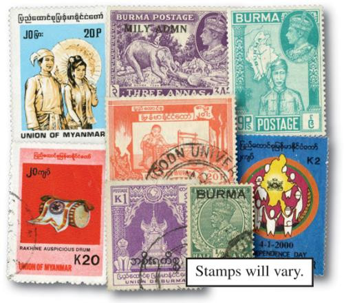 MP1295 - Burma, 200 Different Stamps - Mystic Stamp Company