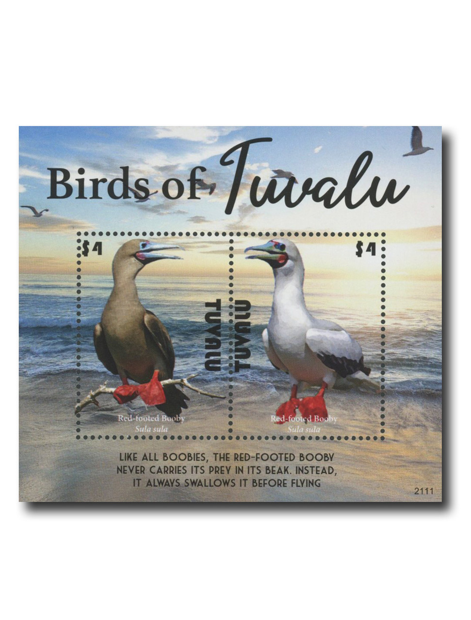 MFN431 - 2021 $4 Birds of Tuvalu, Mint Souvenir Sheet of 2, Tuvalu ...