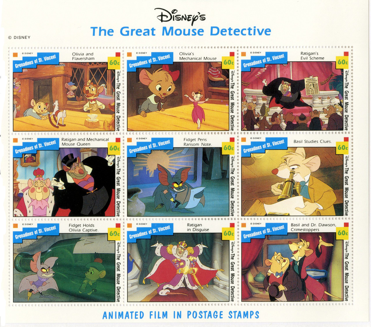 MDS469A - St. Vincent Mouse Detective, 9 Stamps - Mystic Stamp Company
