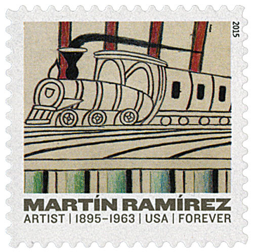 4970 - 2015 First-Class Forever Stamp - Martin Ramirez: "Trains on ...