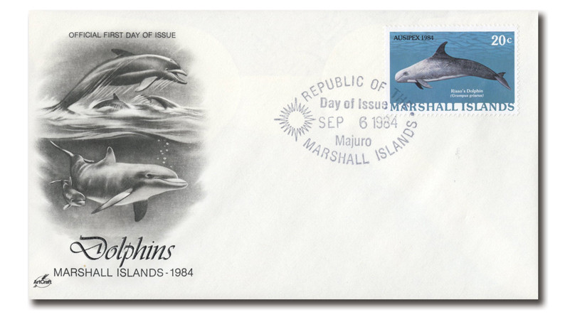AC440 - 1984, #55, Marshall Islands, Dolphins - Mystic Stamp Company