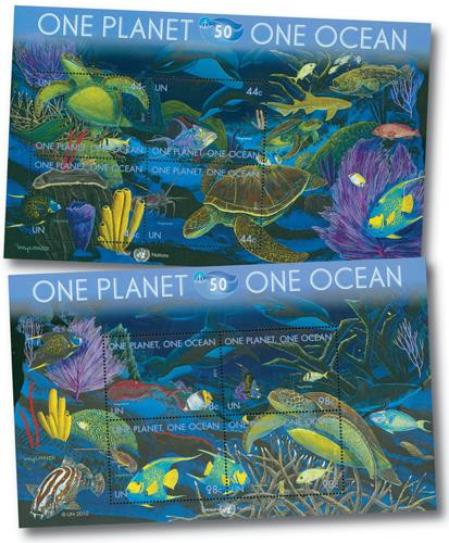 UN1003-04 - 2010 44c One Planet, One Ocean, 2 Sheets of 4 - Mystic ...