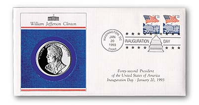 59285A - 1993 Bill Clinton Inaugural Cover with Medal - Mystic Stamp ...