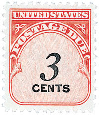 J91 - 1959 3c Postage Due - Rotary Press, carmine rose - Mystic Stamp ...