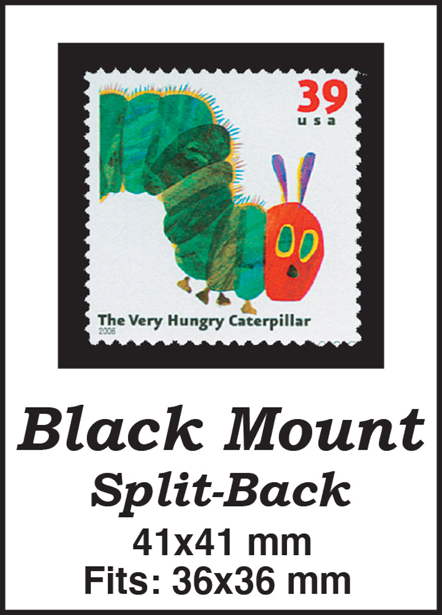 MM756 - 41x41mm 10 Black Split-Back Mounts - Mystic Stamp Company