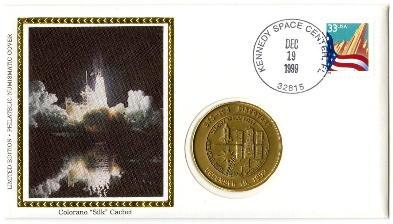 STS103M - STS-103. Launch cover with official medal - Mystic Stamp Company