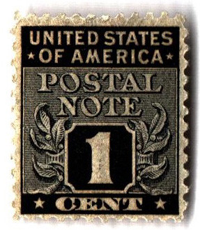 PN1 - 1945 1c Postal Note - black - Mystic Stamp Company