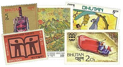 M4211 - Bhutan, 100 Stamps - Mystic Stamp Company