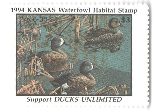 SDKS8 - 1994 Kansas State Duck Stamp - Mystic Stamp Company