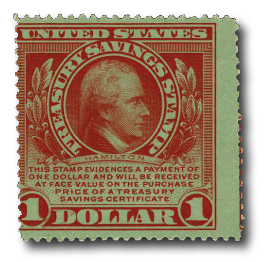 TS1 - 1920 $1 Treasury Savings Stamp, red - Mystic Stamp Company