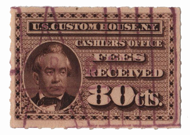 RL7 - 1887 80c Customs Fee Stamp - brown - Mystic Stamp Company